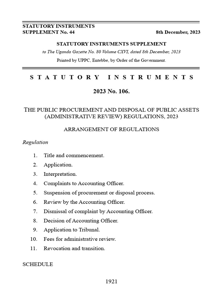 PPDA - Administrative Review 2023 | PDF | Procurement | Complaint