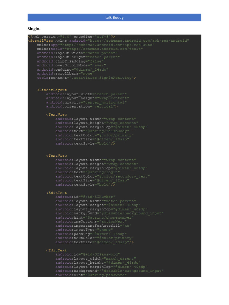 Talk Buddy | PDF | Android (Operating System) | Java (Programming Language) Talk Buddy | PDF | Android (Operating System) | Java (Programming Language)