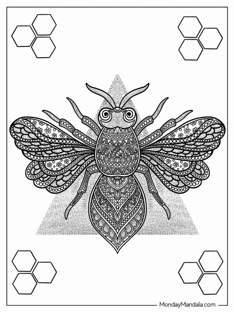 Honeybee Mandala Coloring Page | PDF