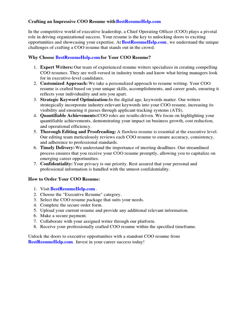 Coo Resume | Download Free PDF | Risk Management | Chief Operating Officer