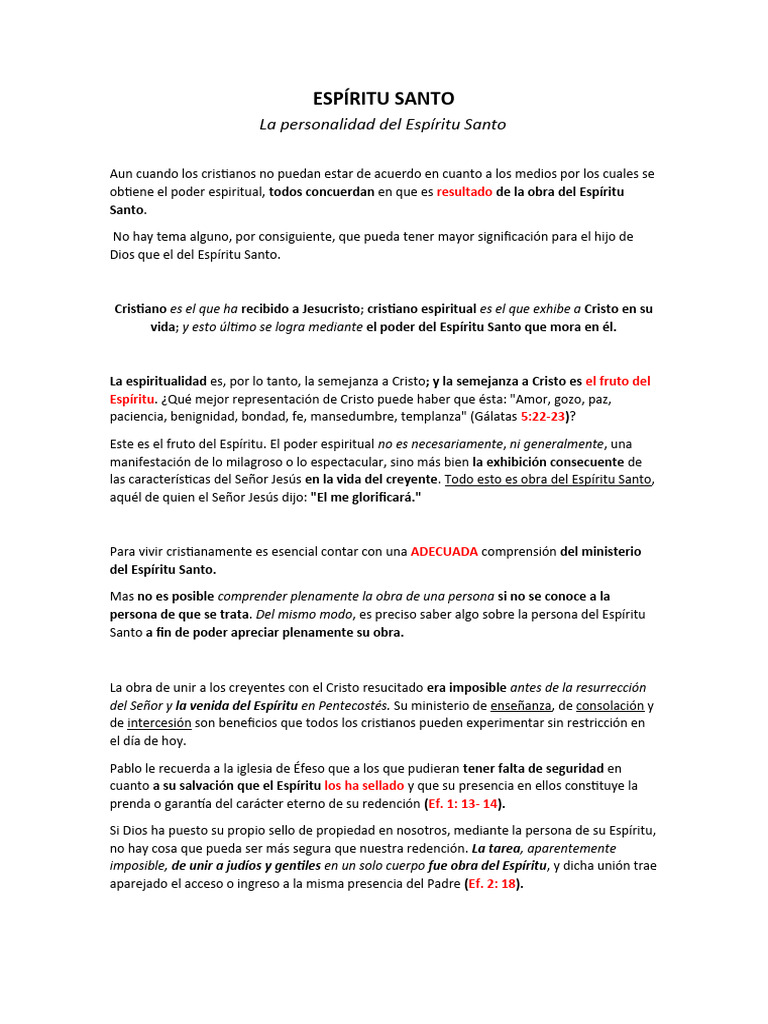 Personalidad Del Espiritu Santo | PDF | espíritu Santo | Jesús