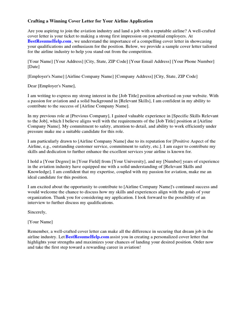 Sample Cover Letter For Airline Job | PDF | Flight Attendant | Résumé