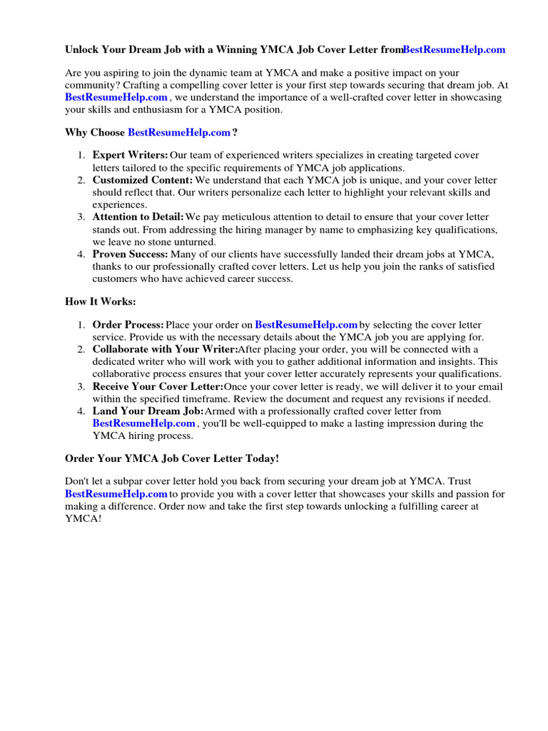 Sample Cover Letter Ymca Job | PDF | Résumé | Employment