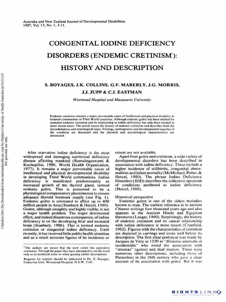 Congenital Iodine Deficiency Disorders | PDF | Thyroid | Clinical Medicine