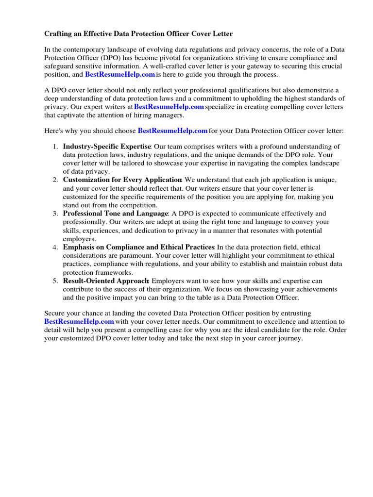 Data Protection Officer Cover Letter | PDF | Computer Security | Security