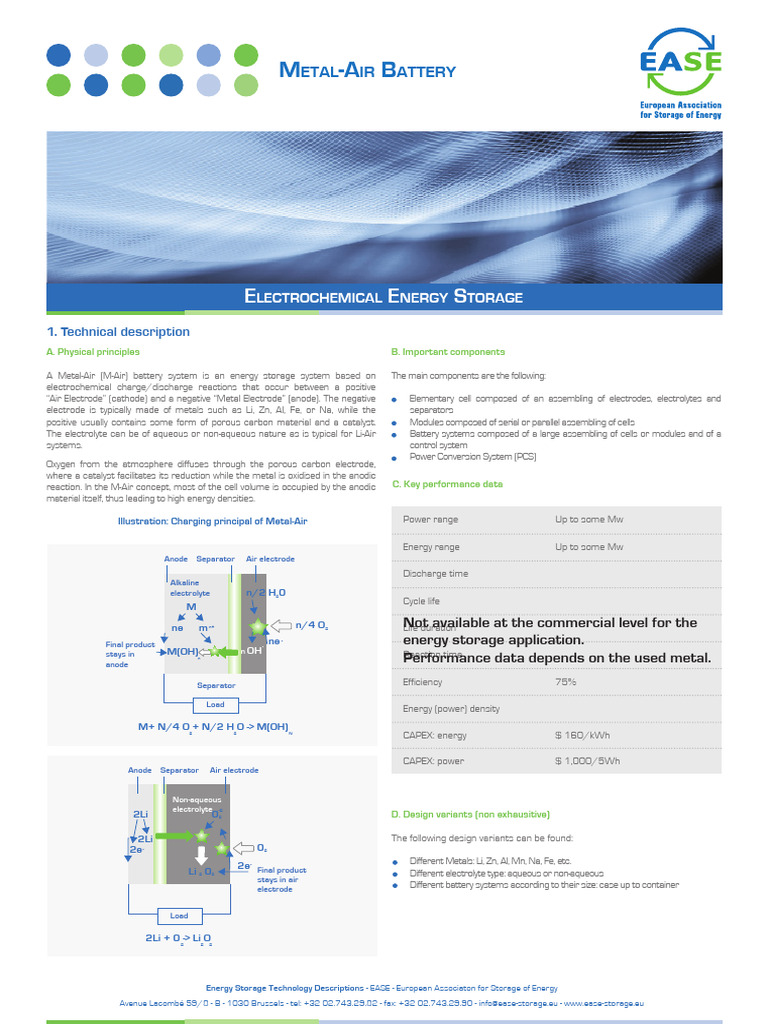 Metal Air Battery | PDF | Electrode | Electrochemistry