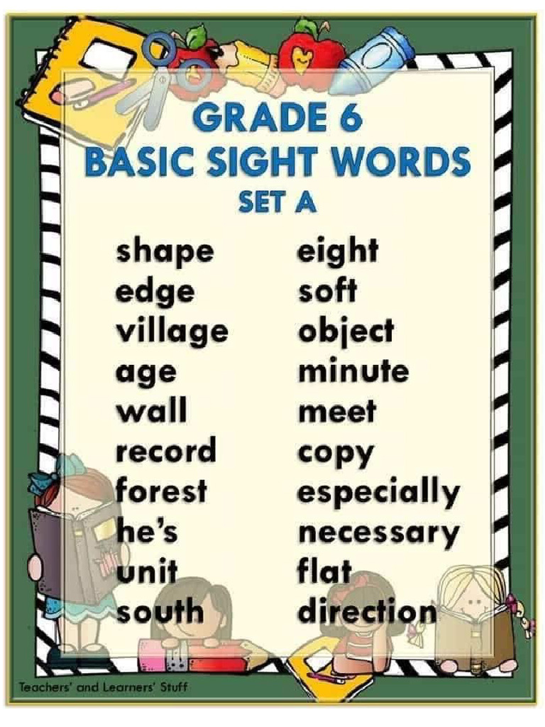 Dolch Grade 6 | PDF