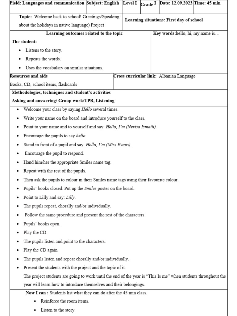 1.welcome Back To School! | PDF