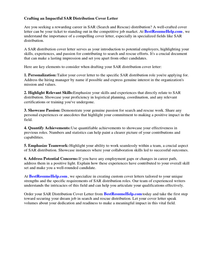 Sar Distribution Cover Letter | PDF | Search And Rescue | Remote Sensing