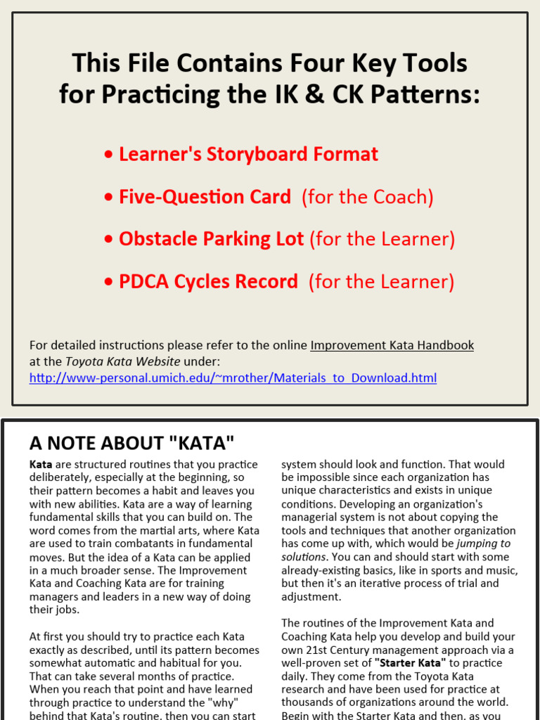 Coaching Kata: Five Questions Guide | PDF