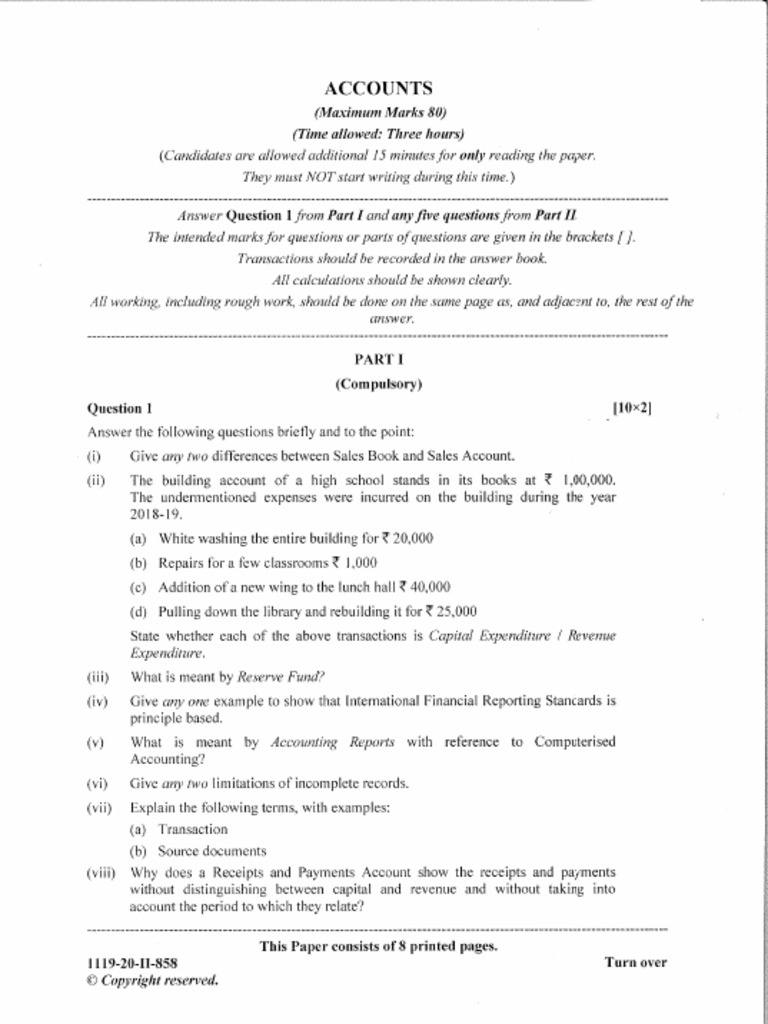 Class Xi Annual Question Papers - 2019-20 | PDF