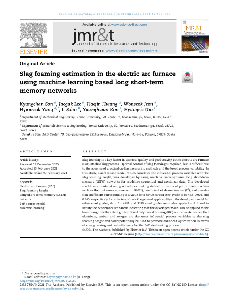 EAF Slag Foaming Prediction via LSTM | PDF | Steelmaking | Principal ...