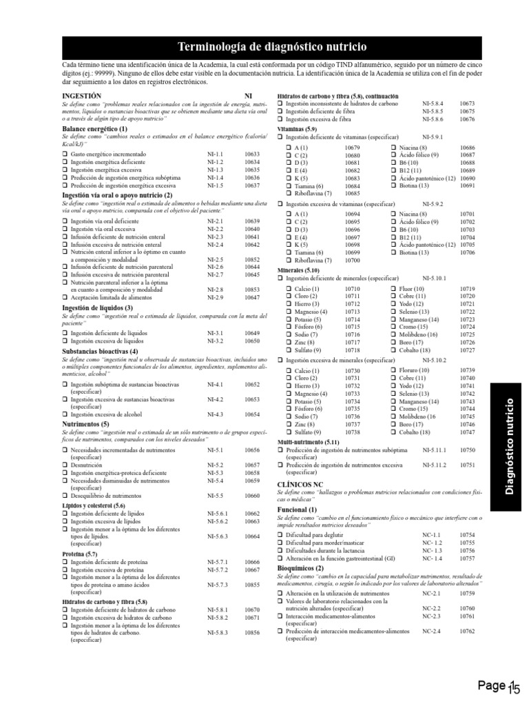 Terminología para El Dignóstico ADA | Descargar gratis PDF | Nutrición ...