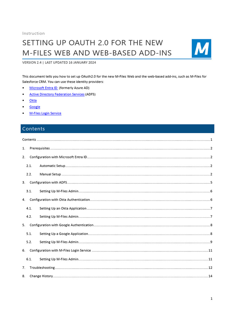 OAuth 2.0 Setup for M-Files Web | PDF | World Wide Web | Internet & Web