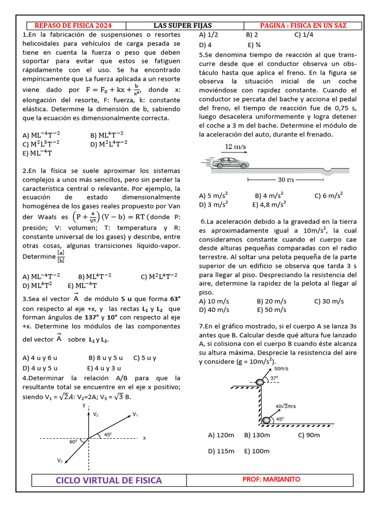 REPASO DE FISICA 1 | PDF | Fricción | Velocidad