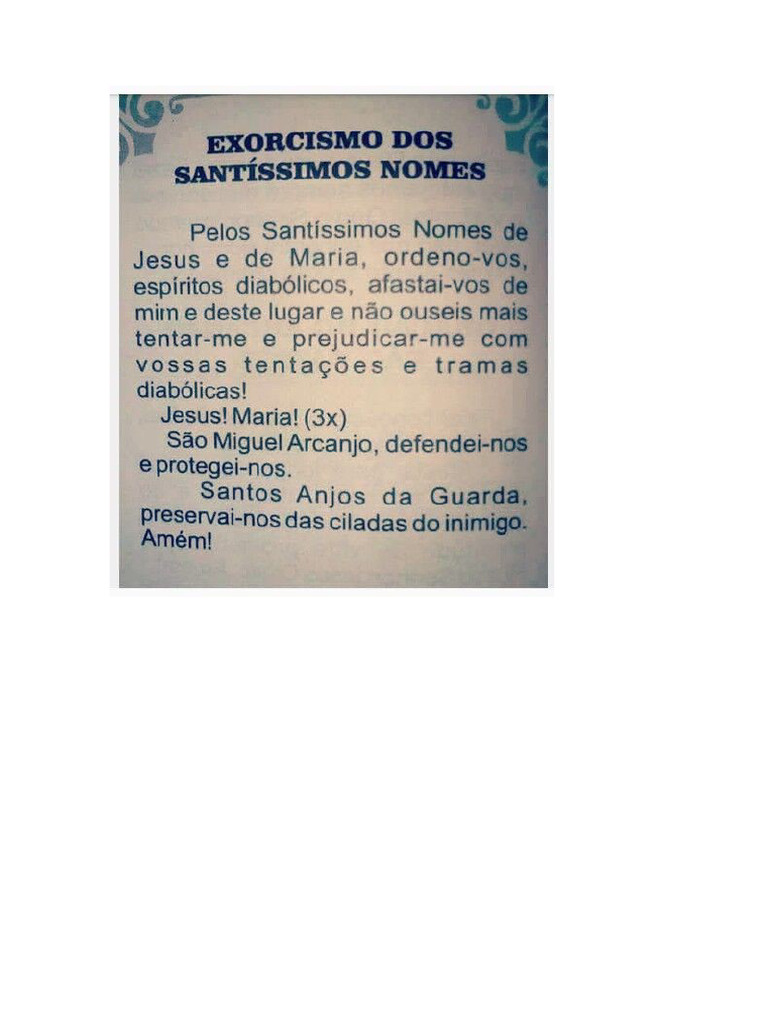 Exorcismos Dos Santissimos Nomes | PDF