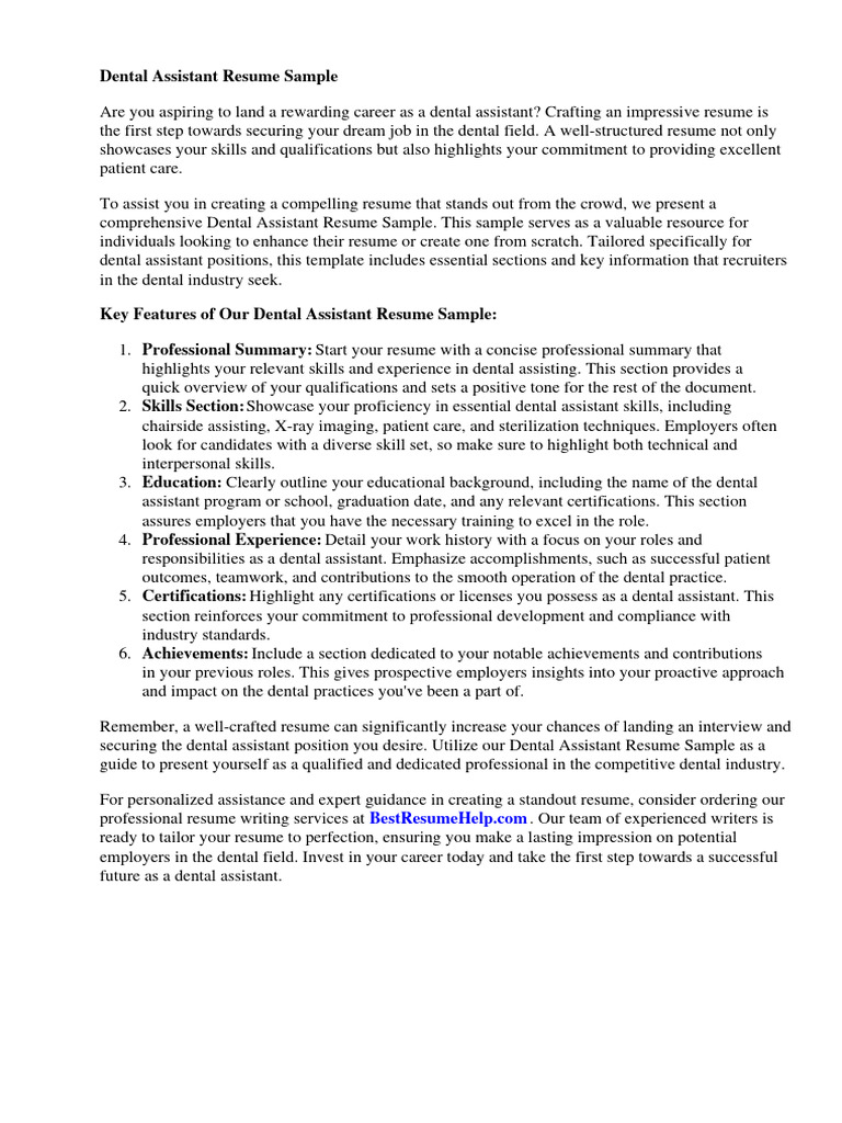 Dental Assistant Resume Guide | PDF | Dentistry | Résumé