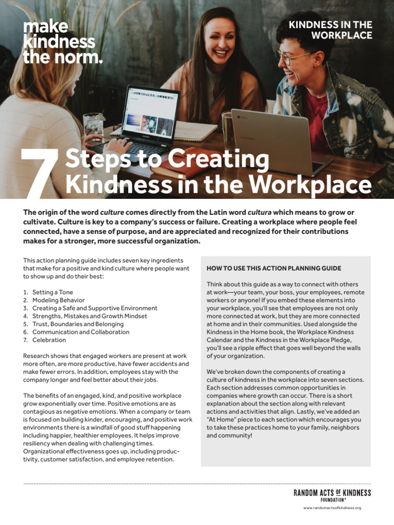 RAK 7 Steps To Create Kindness in The Workplace | PDF | Gratitude ...