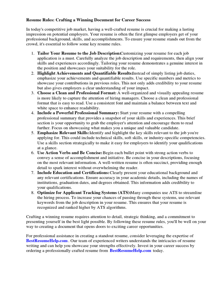 Resume Rules | PDF | Résumé | Experience