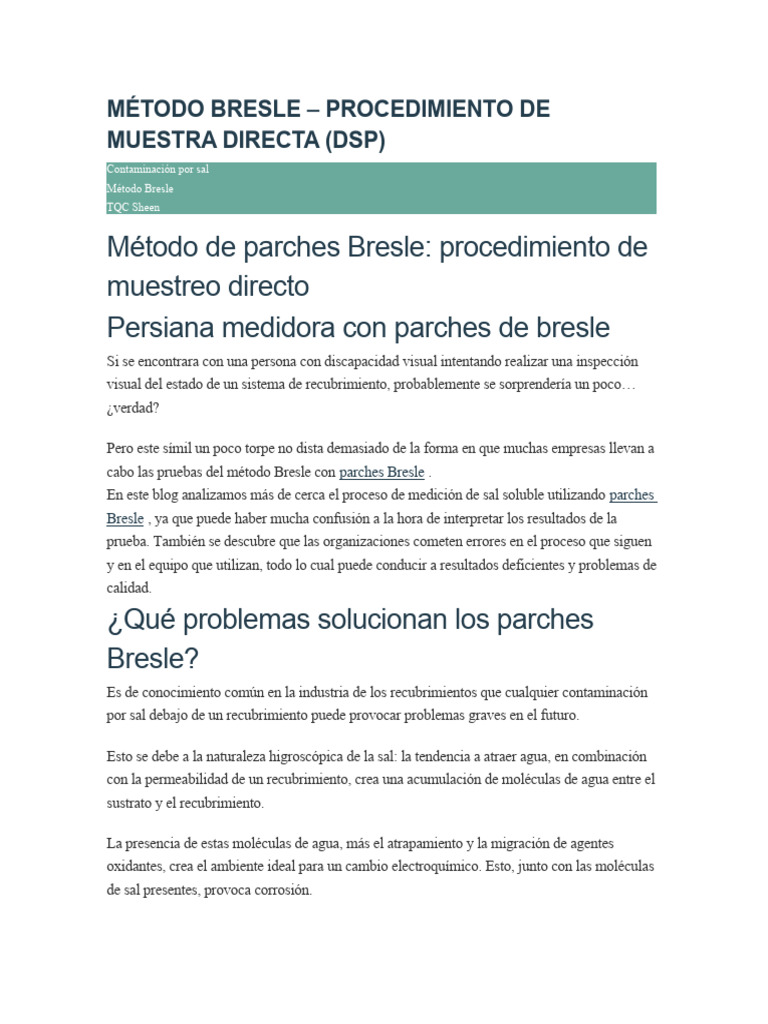 Método Bresle | PDF | Concentración | sal