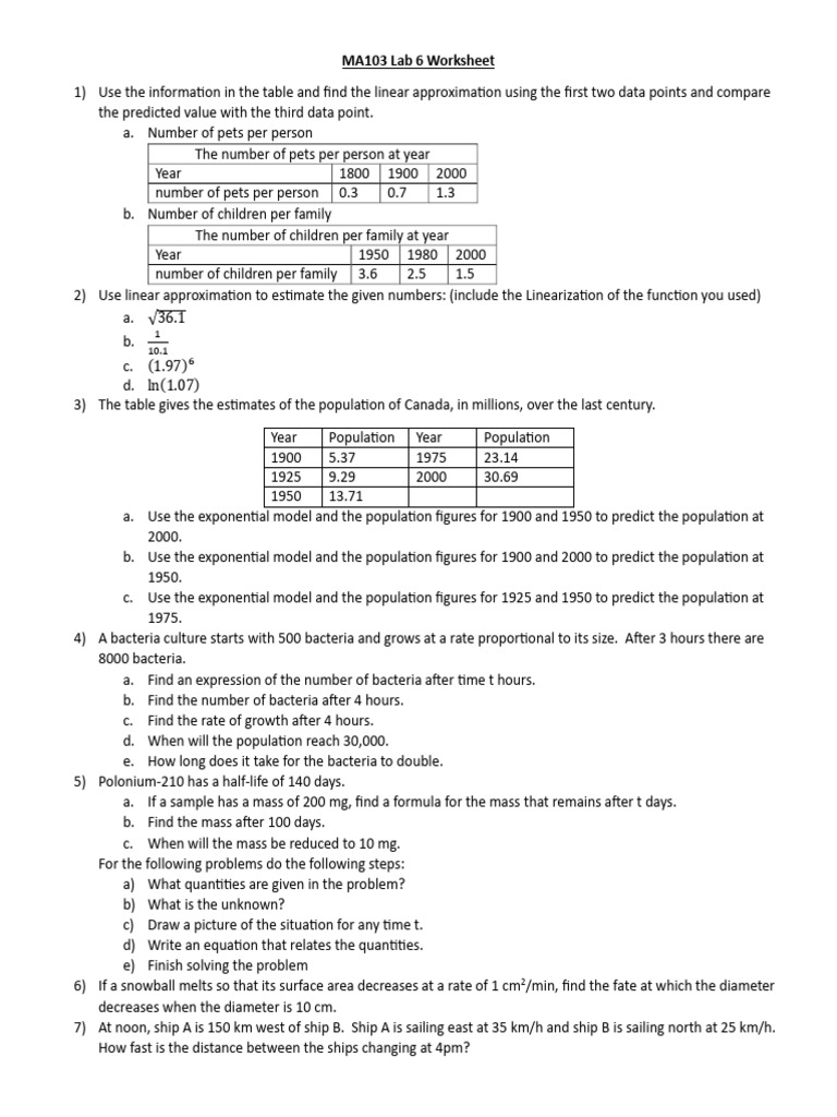 MA 103 Lab 6 Worksheet | PDF | Mass | Mathematics