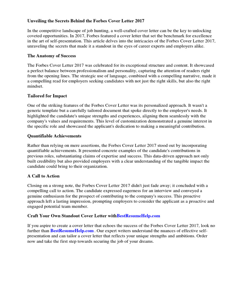 Forbes Cover Letter 2017 | PDF | Résumé | Expert