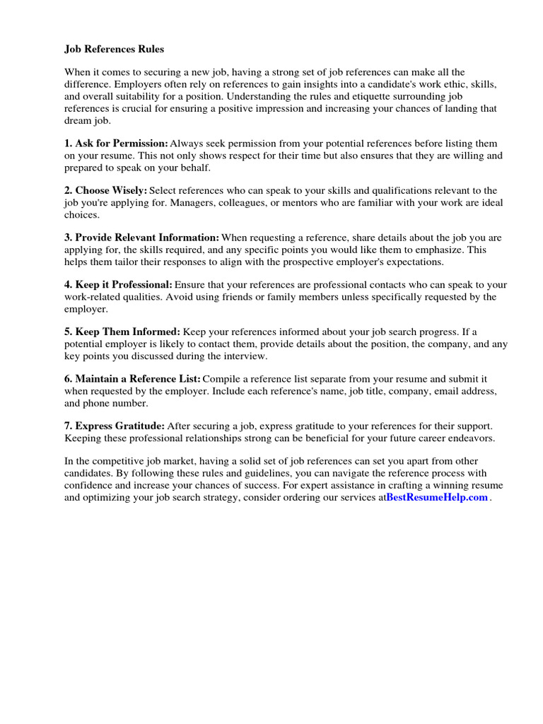 Job References Rules | PDF | Résumé | Employment