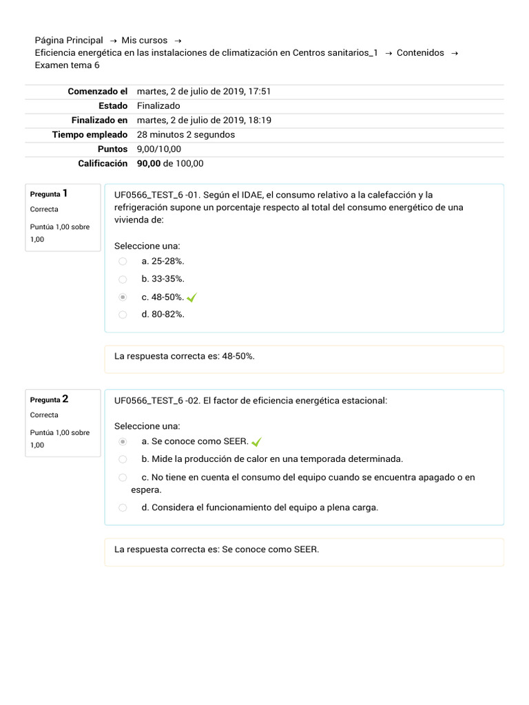Examen Tema 6 | PDF | Temperatura | Calor
