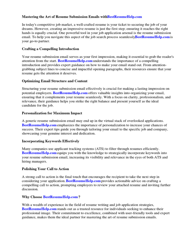 Resume Submission Email | PDF | Résumé | Computing