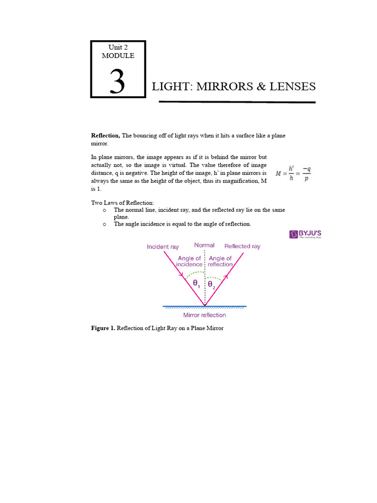 Light Mirrors and Lenses | PDF | Mirror | Optics