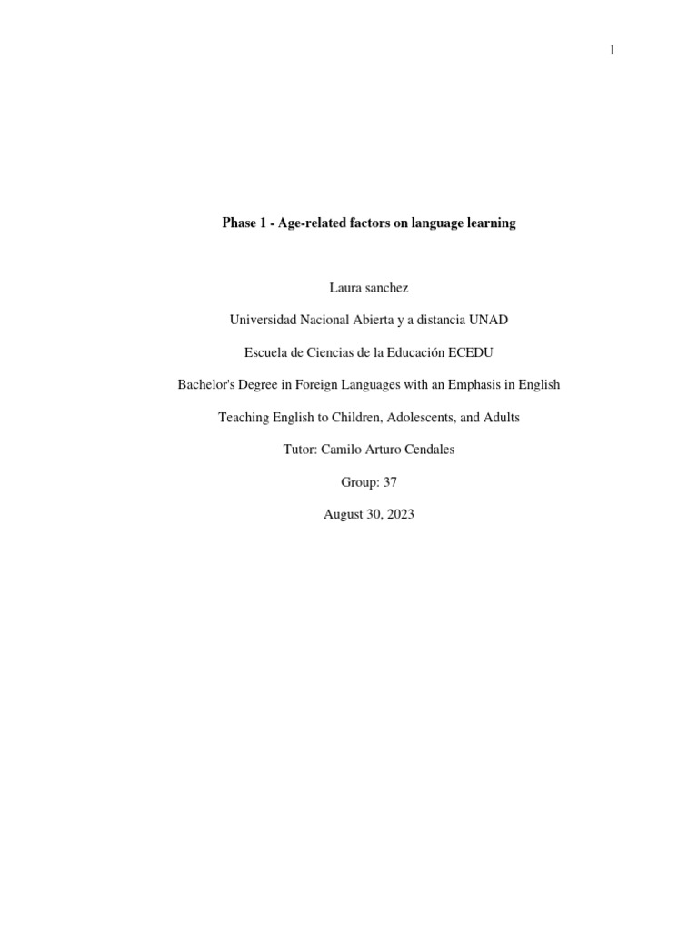 Phase 1-Laura Sanchez | PDF | Second Language Acquisition | Learning