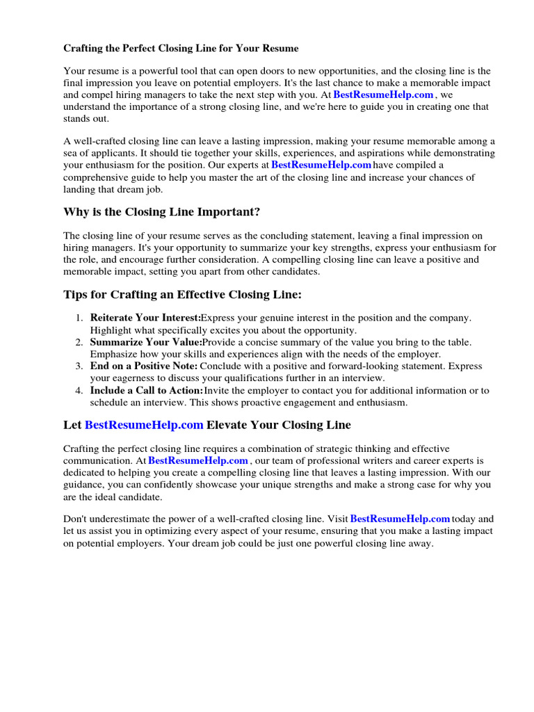 Closing Line For Cover Letter | PDF | Résumé | Job Interview