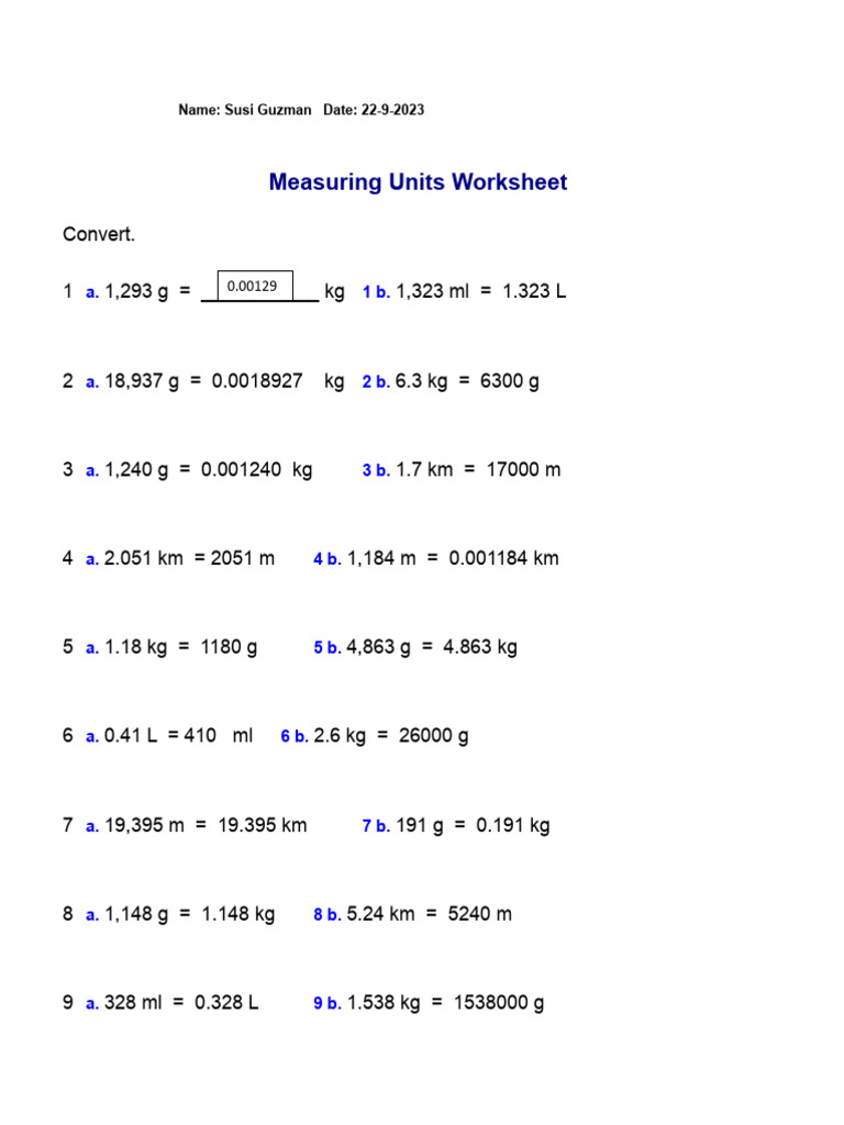 Convert Measuring Units Worksheet Measurement And Data: Converting