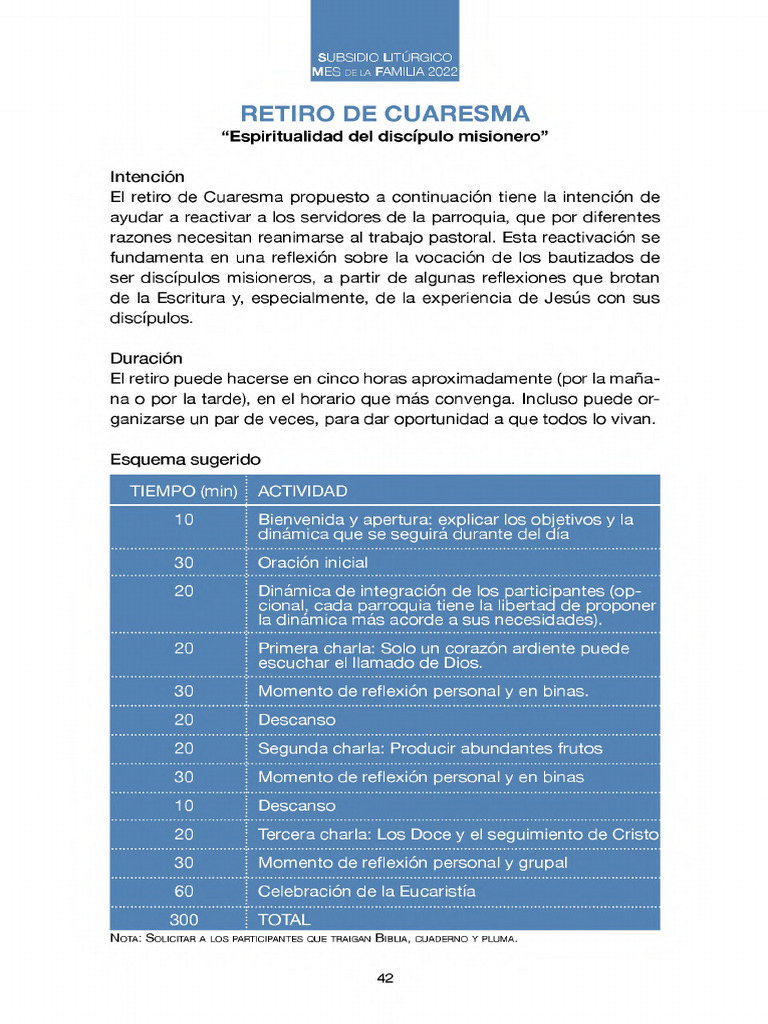 Retiro Cuaresmal: Discípulos Misioneros | PDF | Jesús | María, madre de ...
