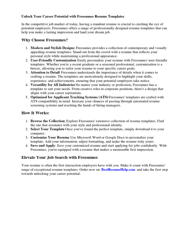 Freesumes Resume Templates | Download Free PDF | Résumé | Microsoft Word