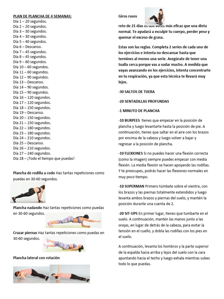 Plan de Plancha de 4 Semanas | PDF
