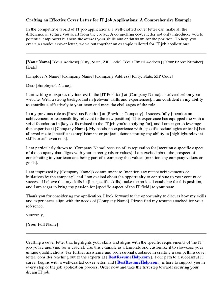 IT Cover Letter Guide | PDF | Résumé | Employment