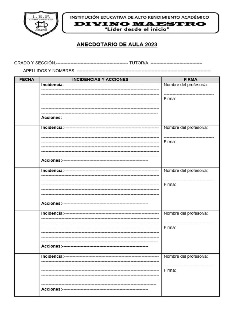 Anecdotario de Aula | PDF
