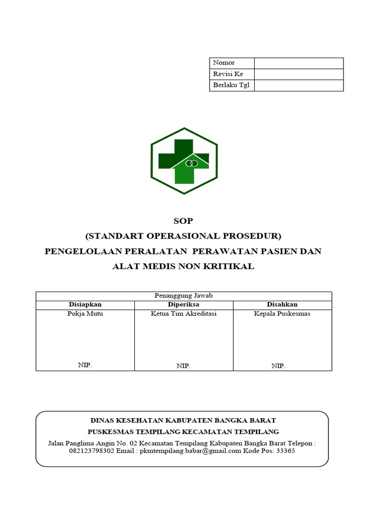 SOP Alat Medis Puskesmas Tempilang | PDF