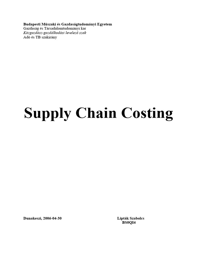 Suppy Chain Costing | PDF