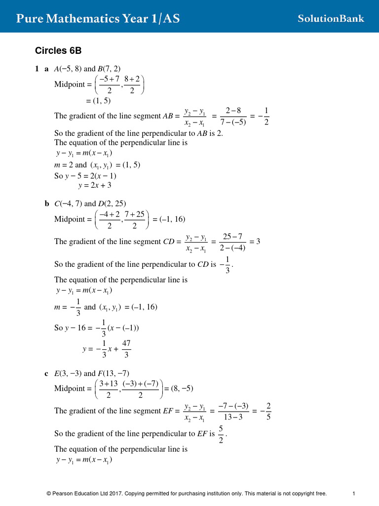 Alevelsb p1 Ex6b | PDF | Mathematics | Analytic Geometry