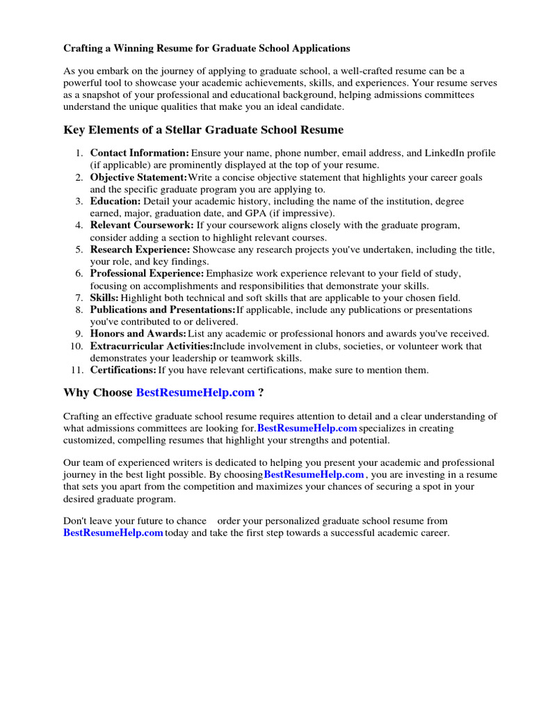 Resume For Graduate School Admission Example | PDF | Résumé ...