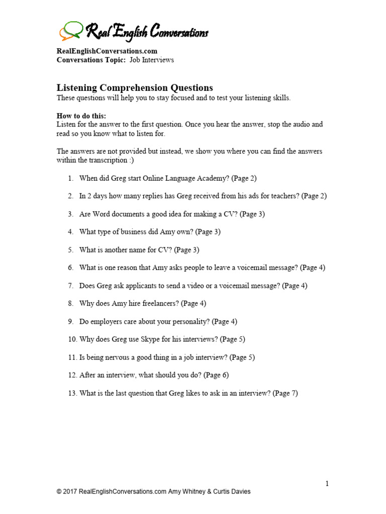 Job Interviews Lesson Notes | PDF | Job Interview | Conversation