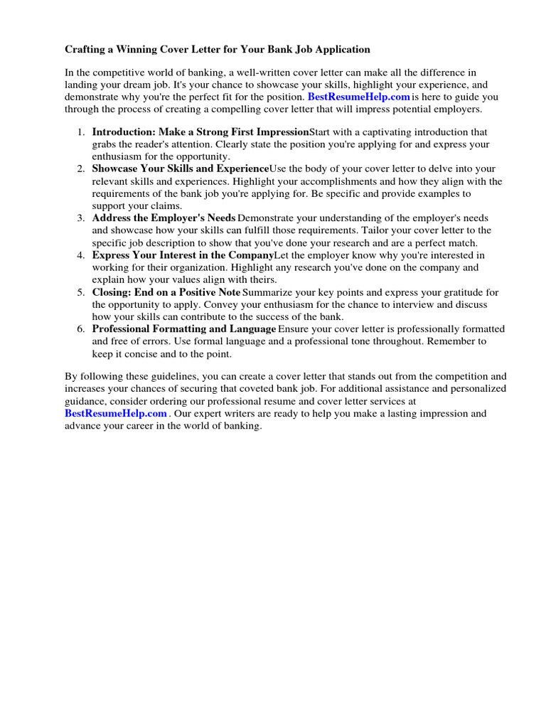 Cover Letter For Bank Job Application | PDF | Banks | Résumé