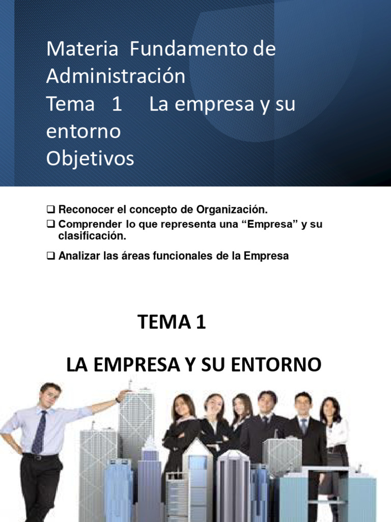 Diapositiva Tema 1 La Empresa y Su Entorno | PDF | Business | Pequeñas y medianas empresas