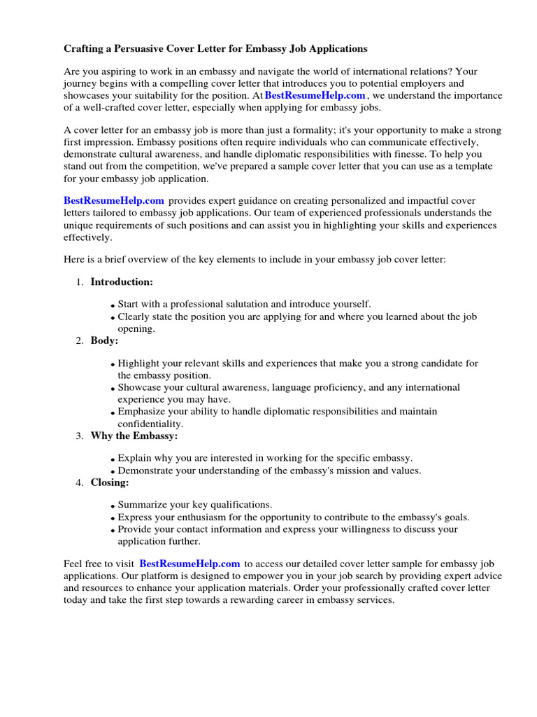 Cover Letter Sample For Embassy Job | PDF | Résumé