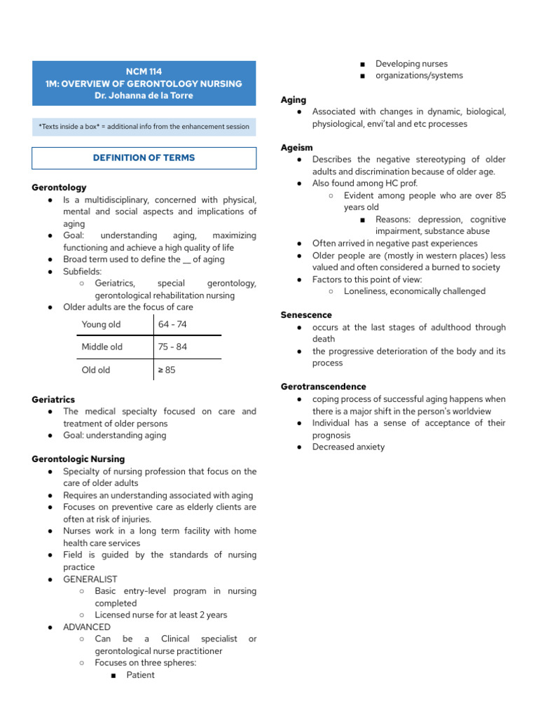 114 MIDTERM COMPILATION | PDF | Gerontological Nursing | Nursing
