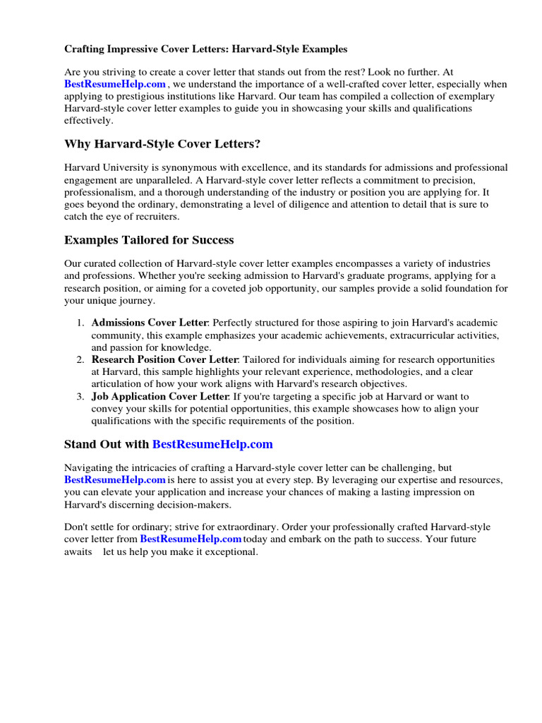 Cover Letter Examples Harvard | PDF | Résumé