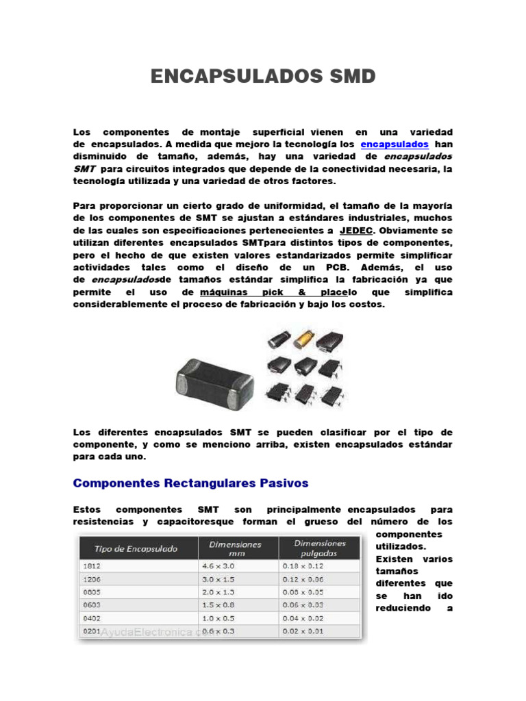 Encapsulados SMD | PDF | Diseño electronico | Dispositivos semiconductores