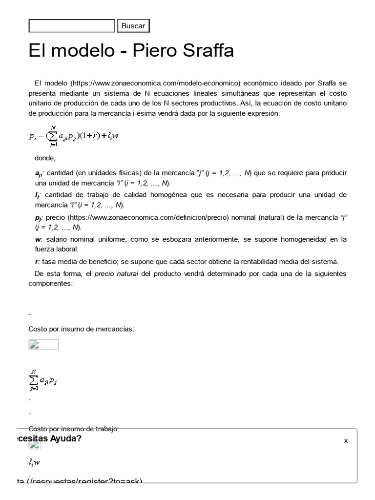 El Modelo - Piero Sraffa - ZonaEconomica | PDF | Precios | Salario